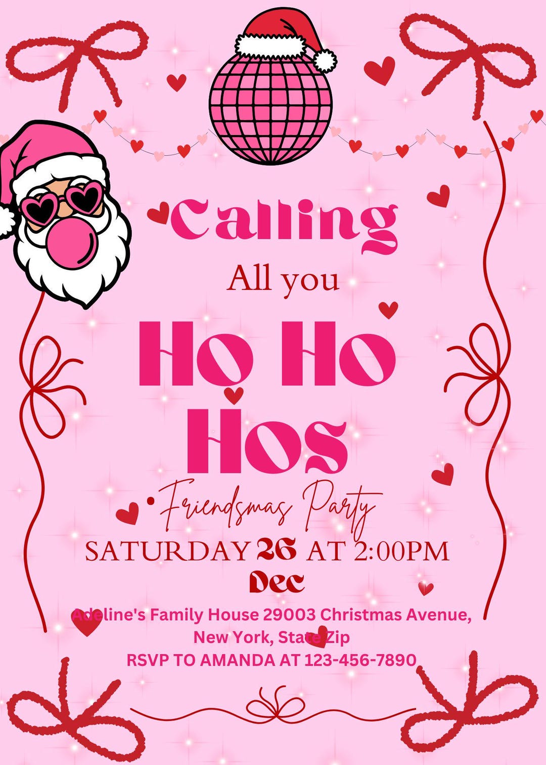 Christmas Funny Invitation, Ho Ho Hos Invitation, Friendsmas Party ...