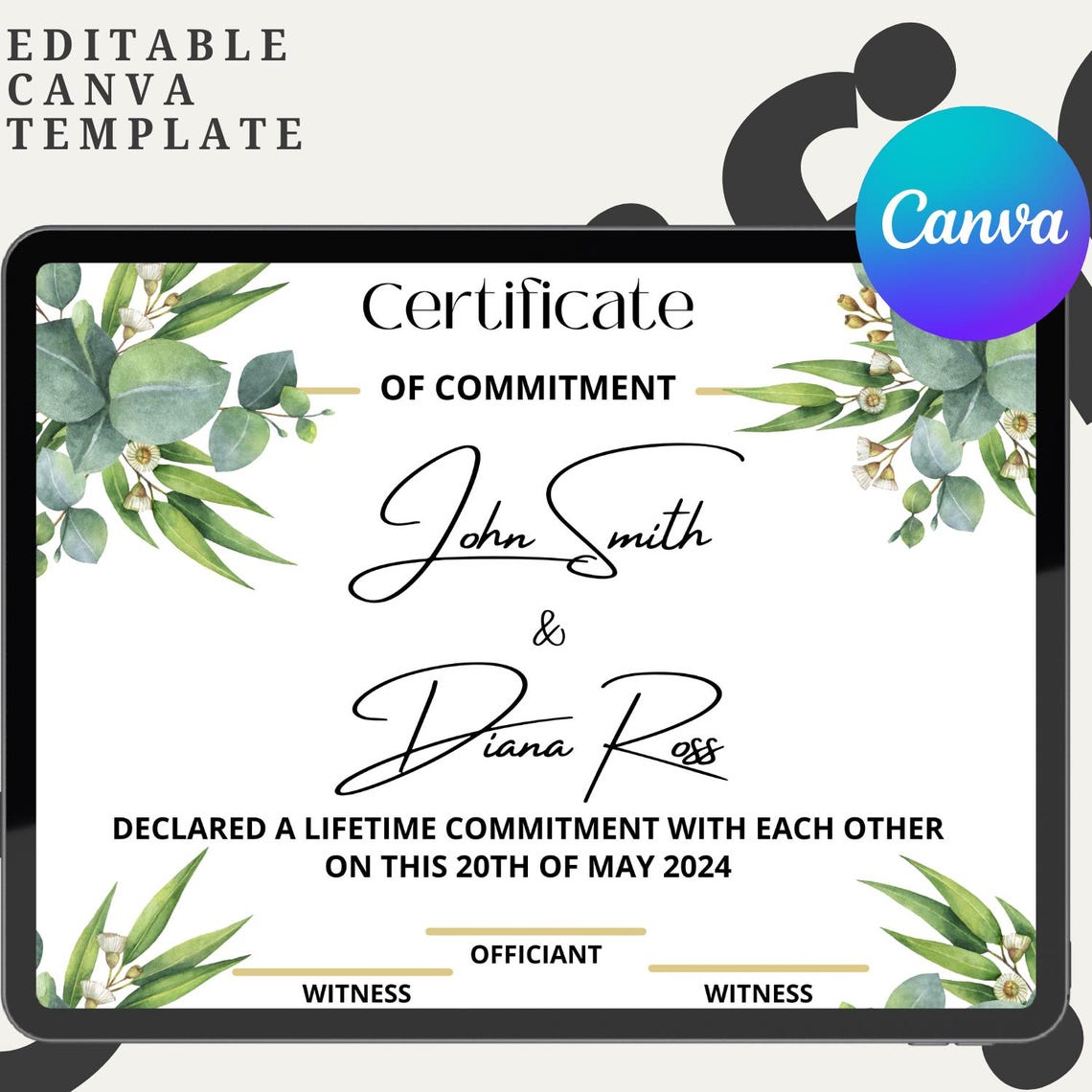 Editable Certificate of Commitment Template, Greenery Commitment ...