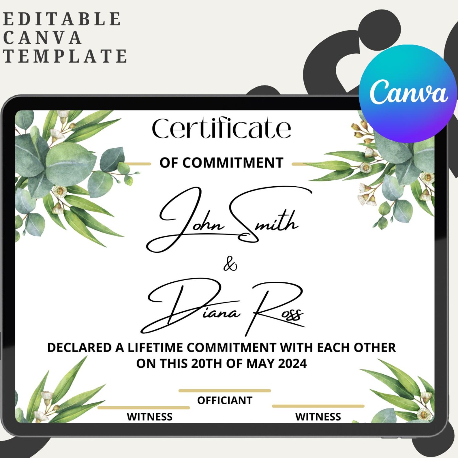 Editable Certificate of Commitment Template, Greenery Commitment ...