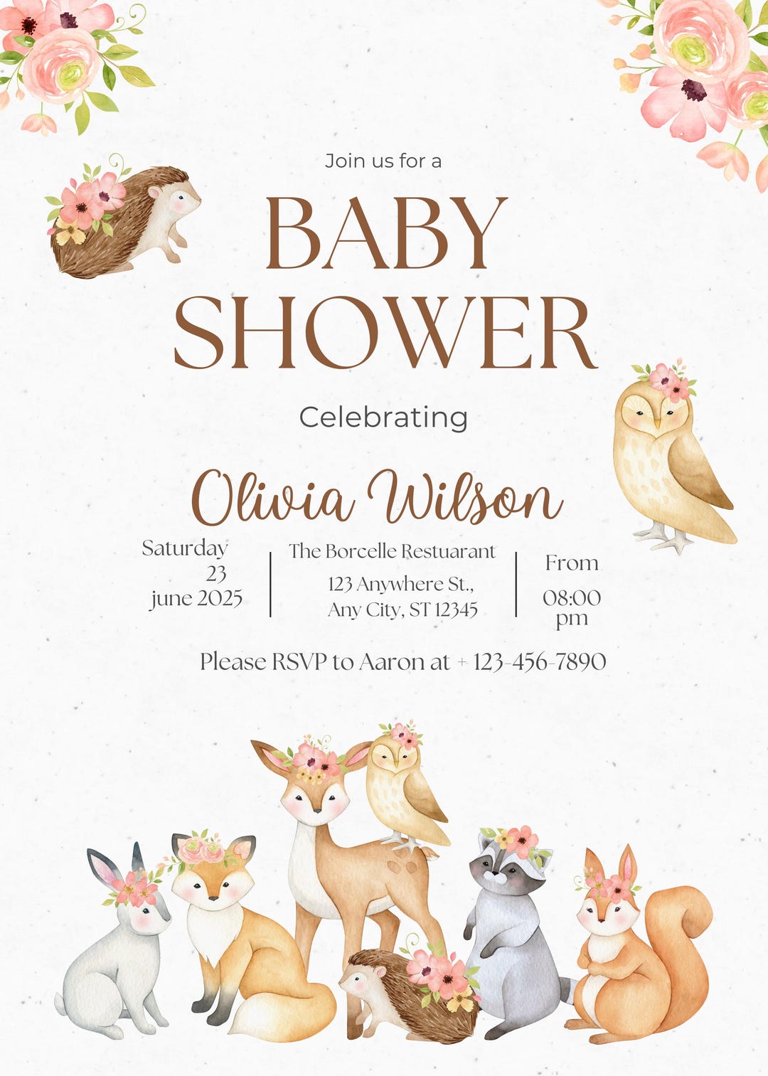 Editable Animal Baby Shower Invitation, Baby Shower Template, Oh Baby ...
