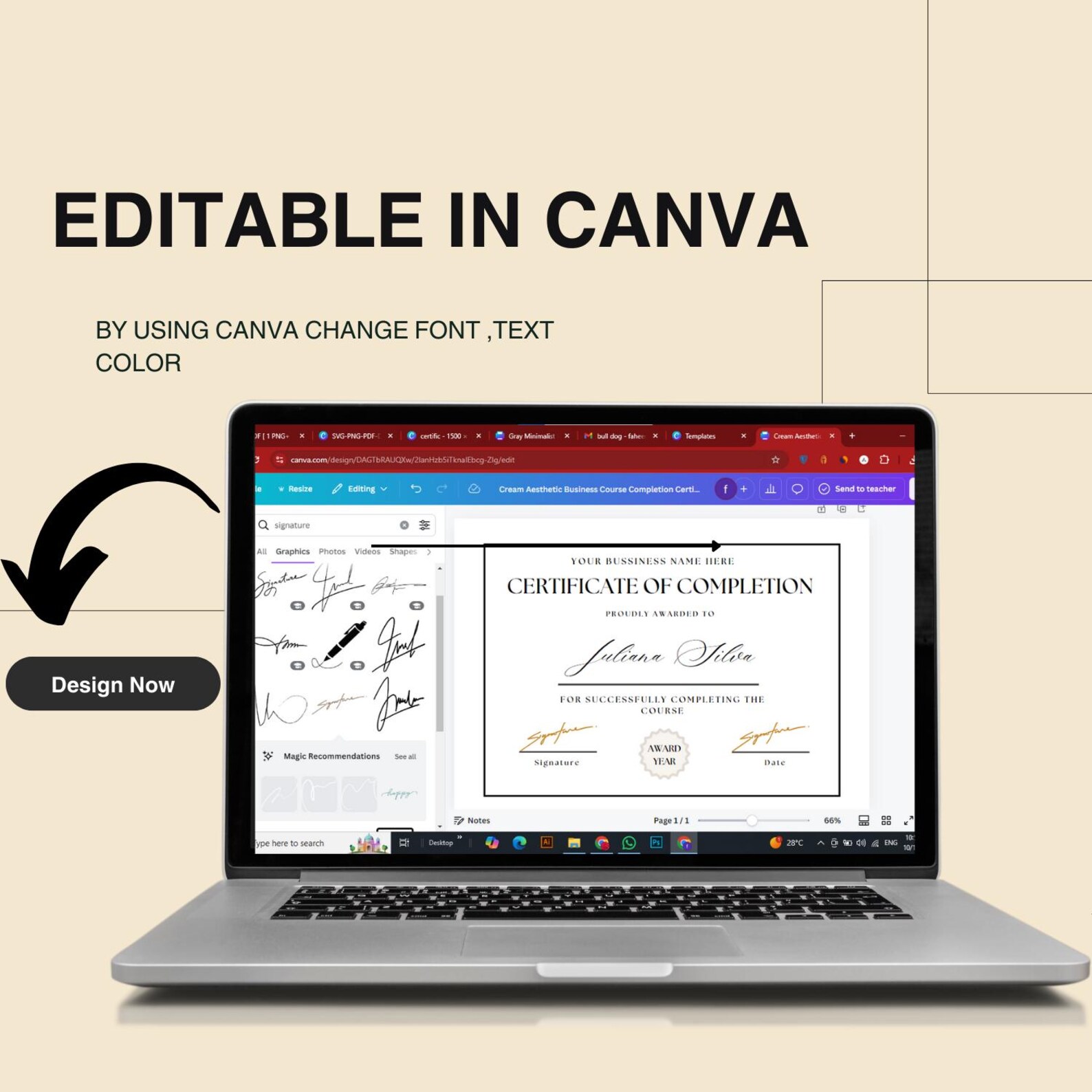 Editable Certificate of Completition Template, Graduation Certificate ...