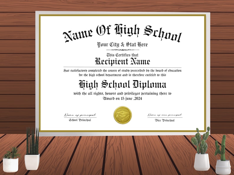 Editable High School Diploma Template, Homeschool Diploma Template ...