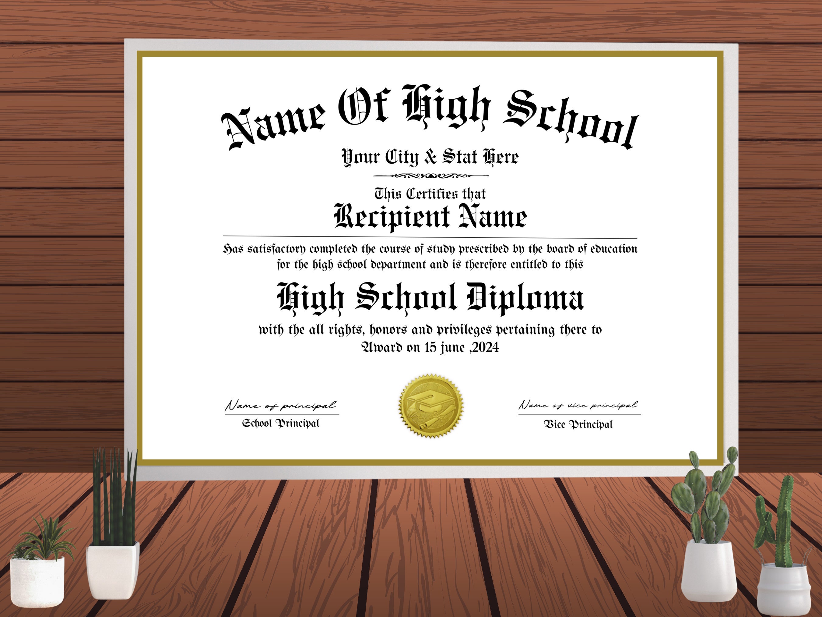 Editable High School Diploma Template, Homeschool Diploma Template ...
