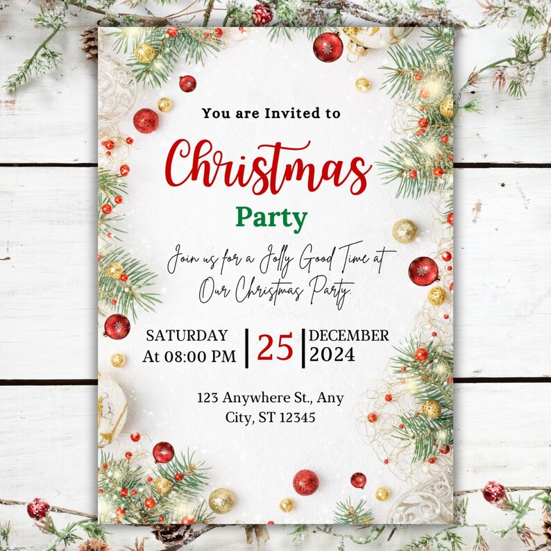 Editable Christmas Party Invitation, Modern Invitation Template,digital ...