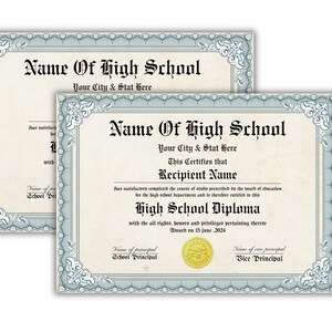 High School Diploma Template, High School Diploma With Gold Seal, Graduation Certificate ...