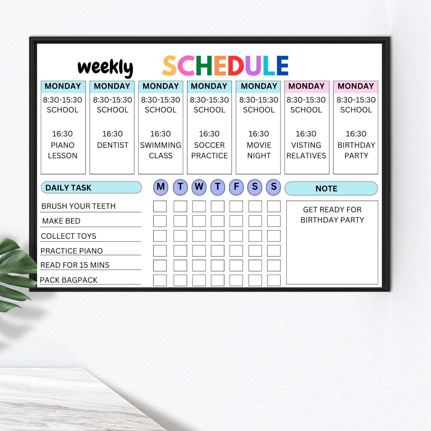 Editable Weekly Schedule Kids, Kids Weekly Planner, Printable Template ...