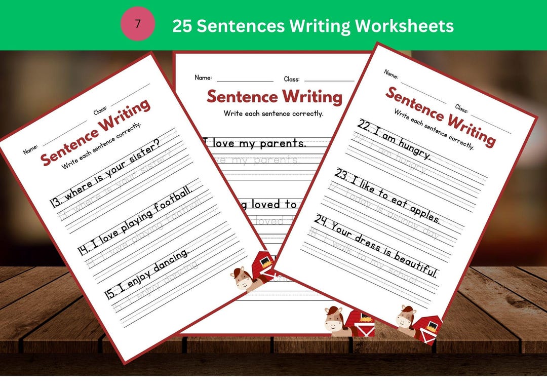25 Printable Sentence Writing Worksheets, Write the Sentence Worksheets ...