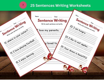 25 THEMED Printable Sentence Writing Worksheets, Write the Sentence ...