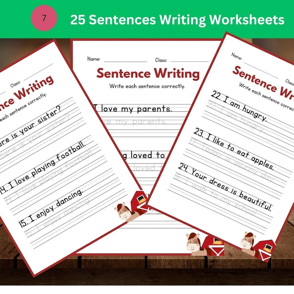 25 Printable Sentence Writing Worksheets, Write the Sentence Worksheets ...