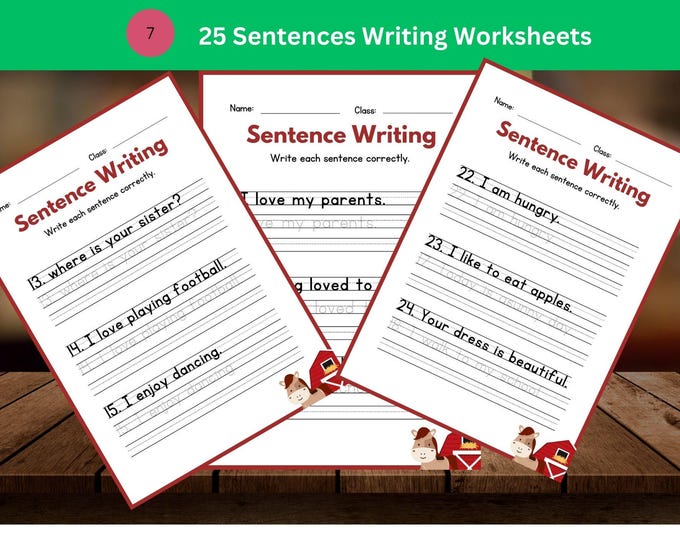 25 Printable Sentence Writing Worksheets, Write the Sentence Worksheets ...