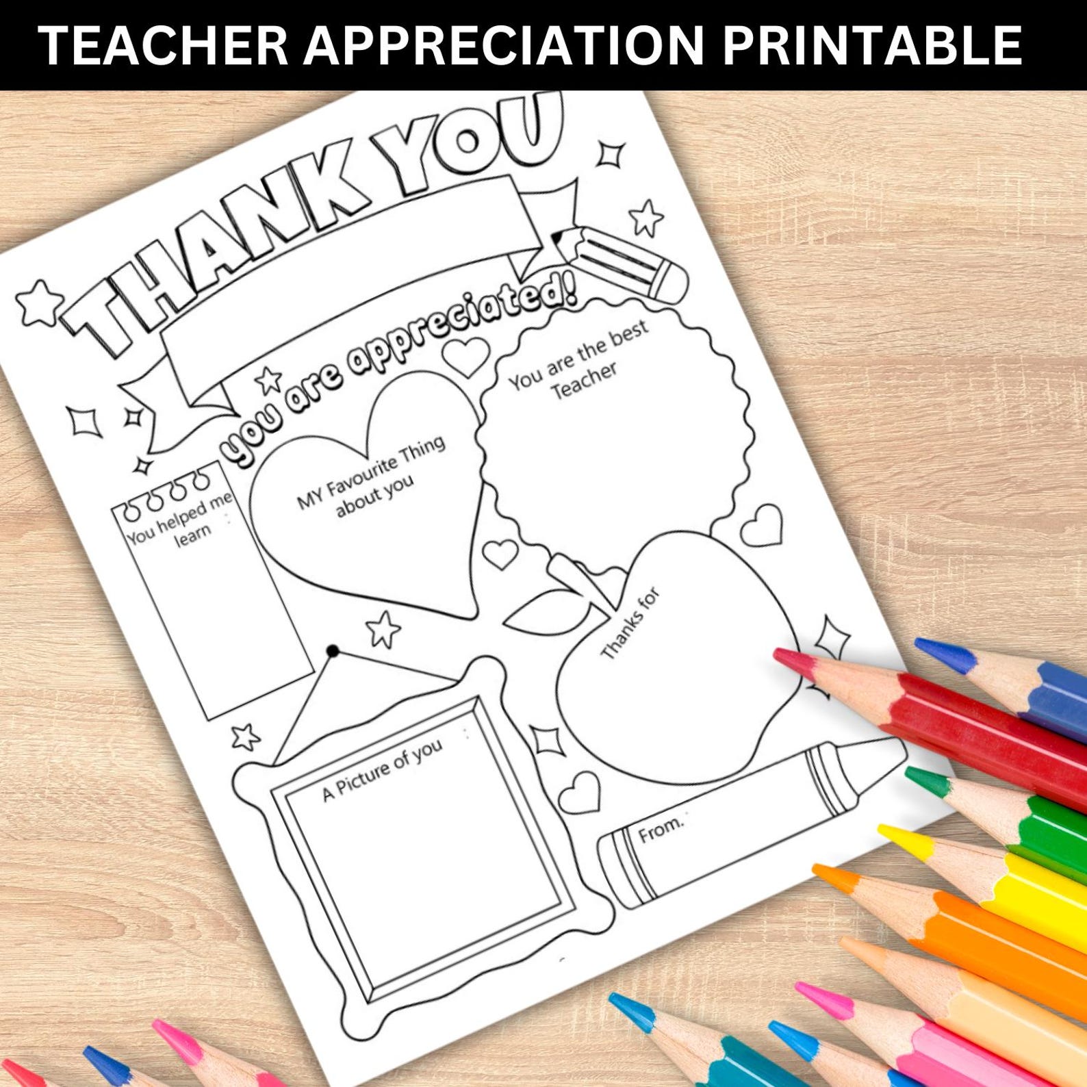 Teacher Appreciation Template, Printable Teacher Appreciation Gift ...