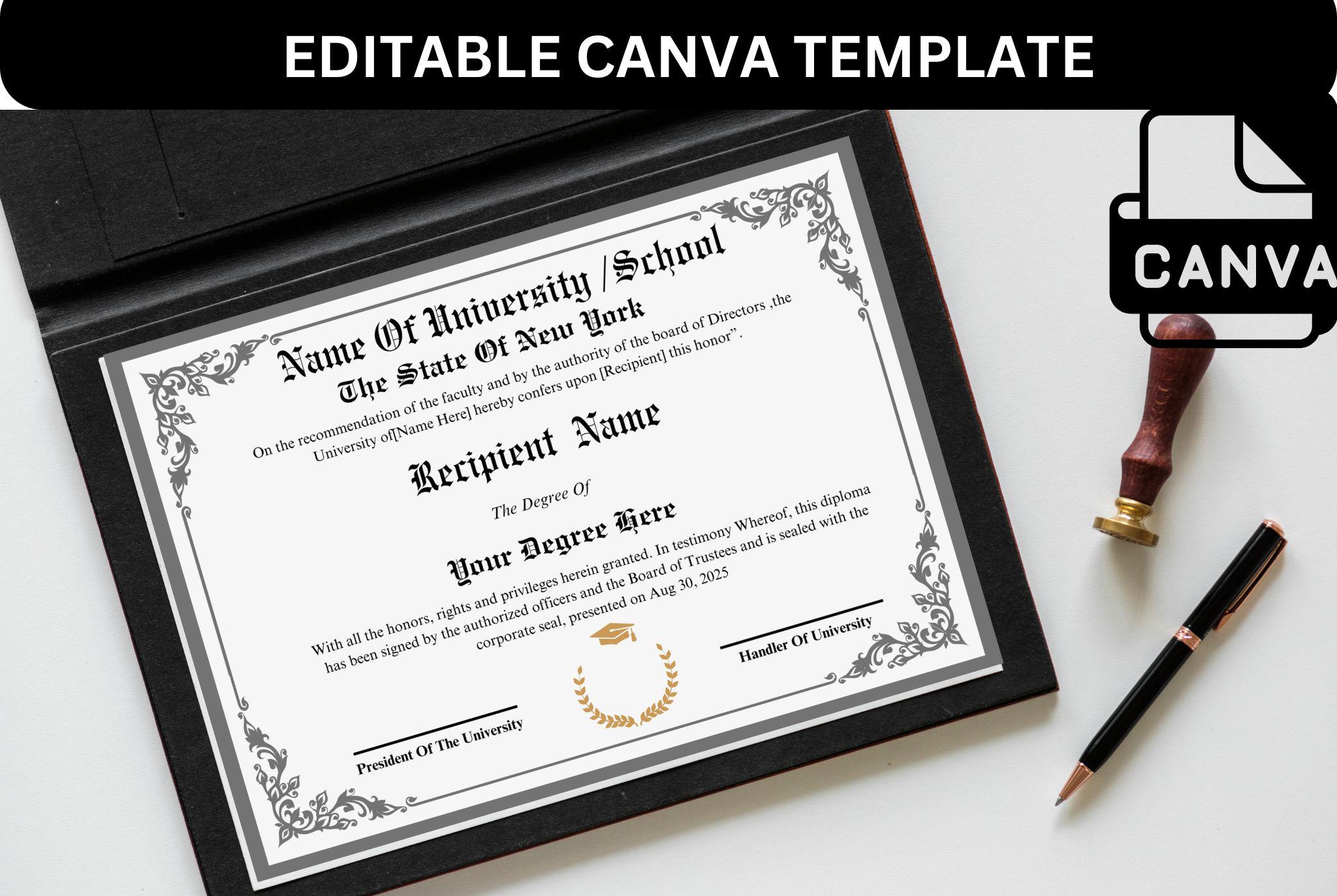 Personalized University College Diploma Certificate Template, High ...