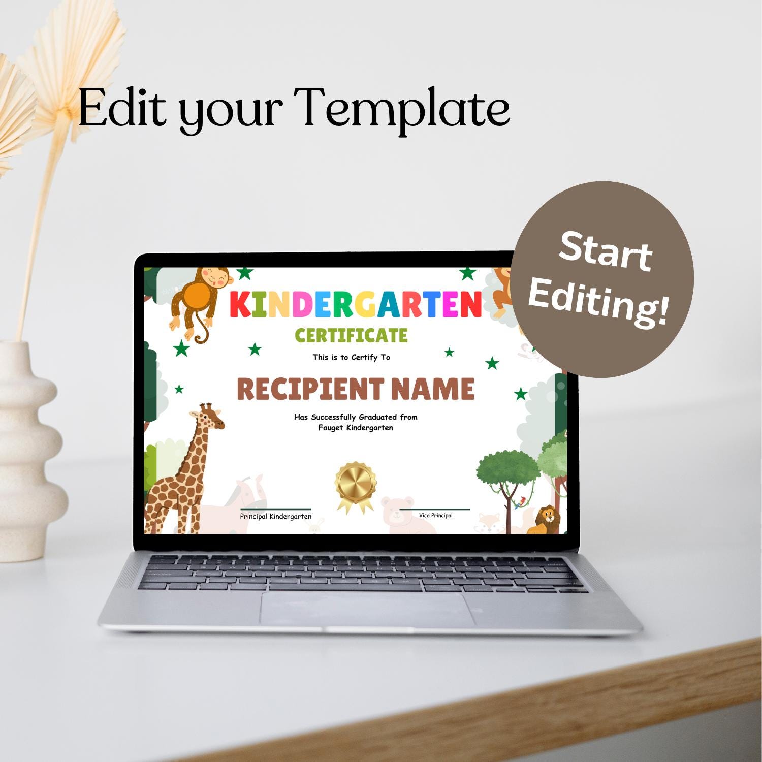Editable Kindergarten Certificate Template, Graduation Certificate ...