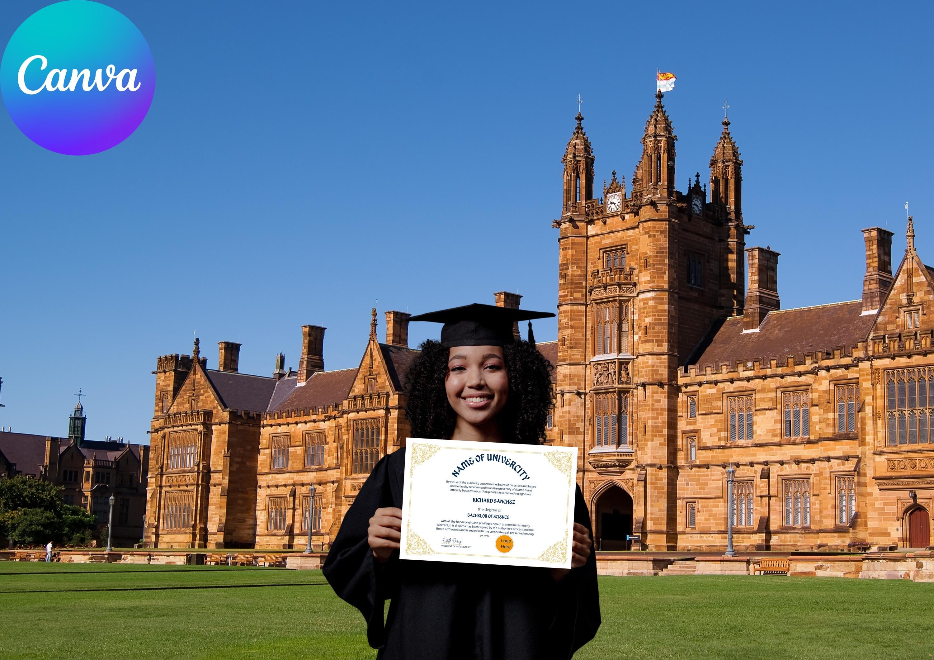 Editable Diploma Certificate Templates, Graduation Certificate Template ...