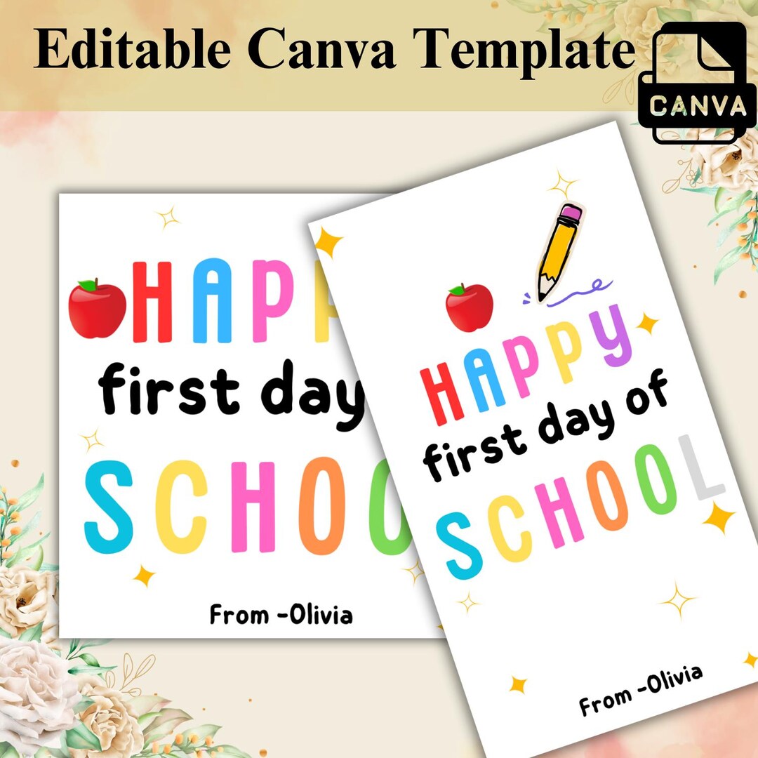 Happy First Day of School Tag, Back to School Cookie Tag, Printable ...