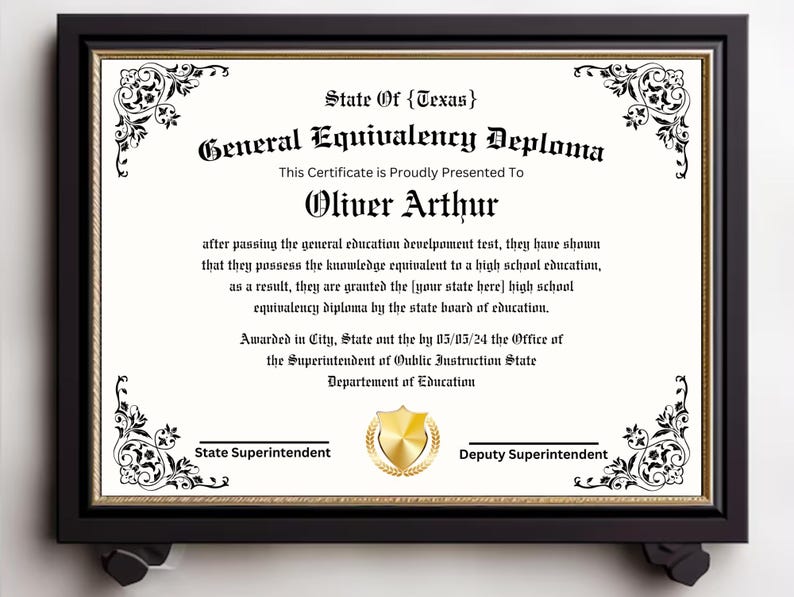 GED Diploma Certificate Template, Editable Diploma Replica Template ...