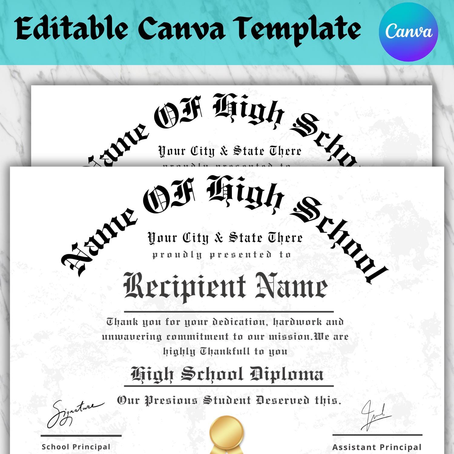 Editable High School Diploma Template, Homeschool Diploma Template ...
