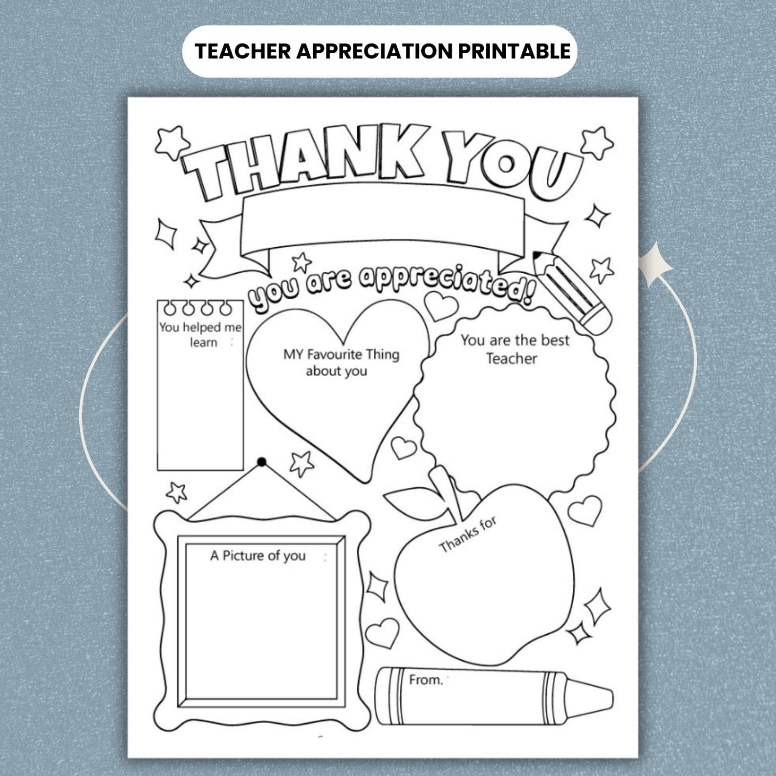 Teacher Appreciation Template, Printable Teacher Appreciation Gift ...