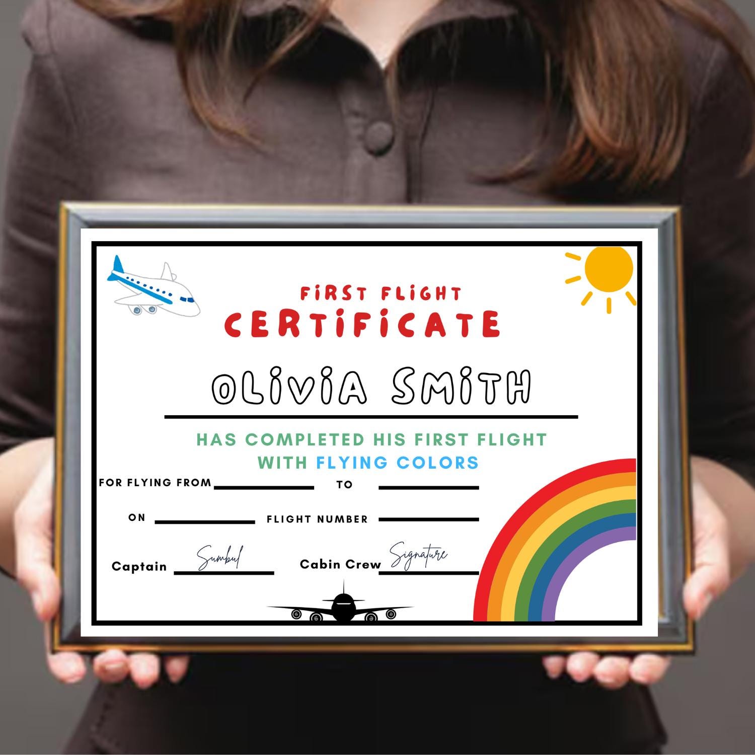 First Flight Certificate for Kids, Certificate Template, Surprise Gift ...