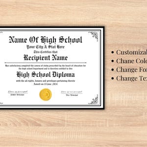Editable High School Diploma Template, Homeschool Diploma Template ...