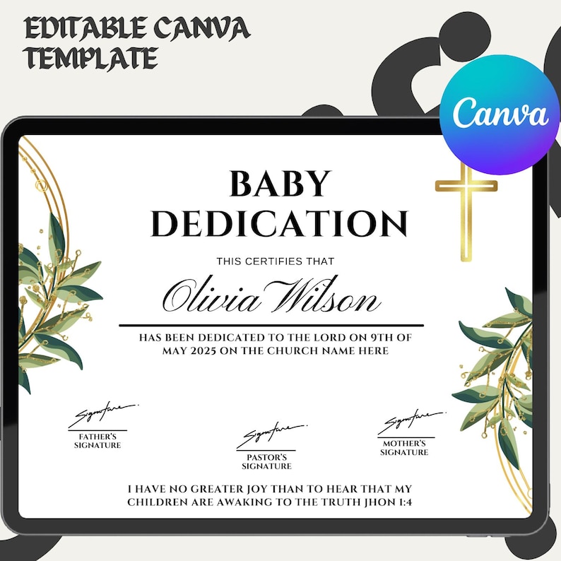 Baby Dedication Certificate Template, Child Dedication Certificate ...