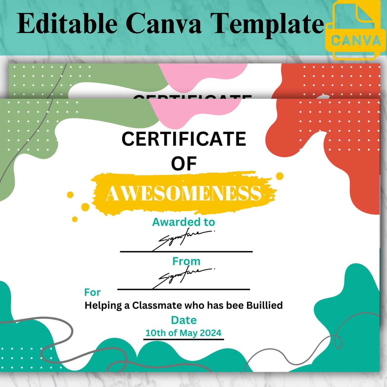 Editable Certificate of Awesomeness, Certificate Template, Certificate ...