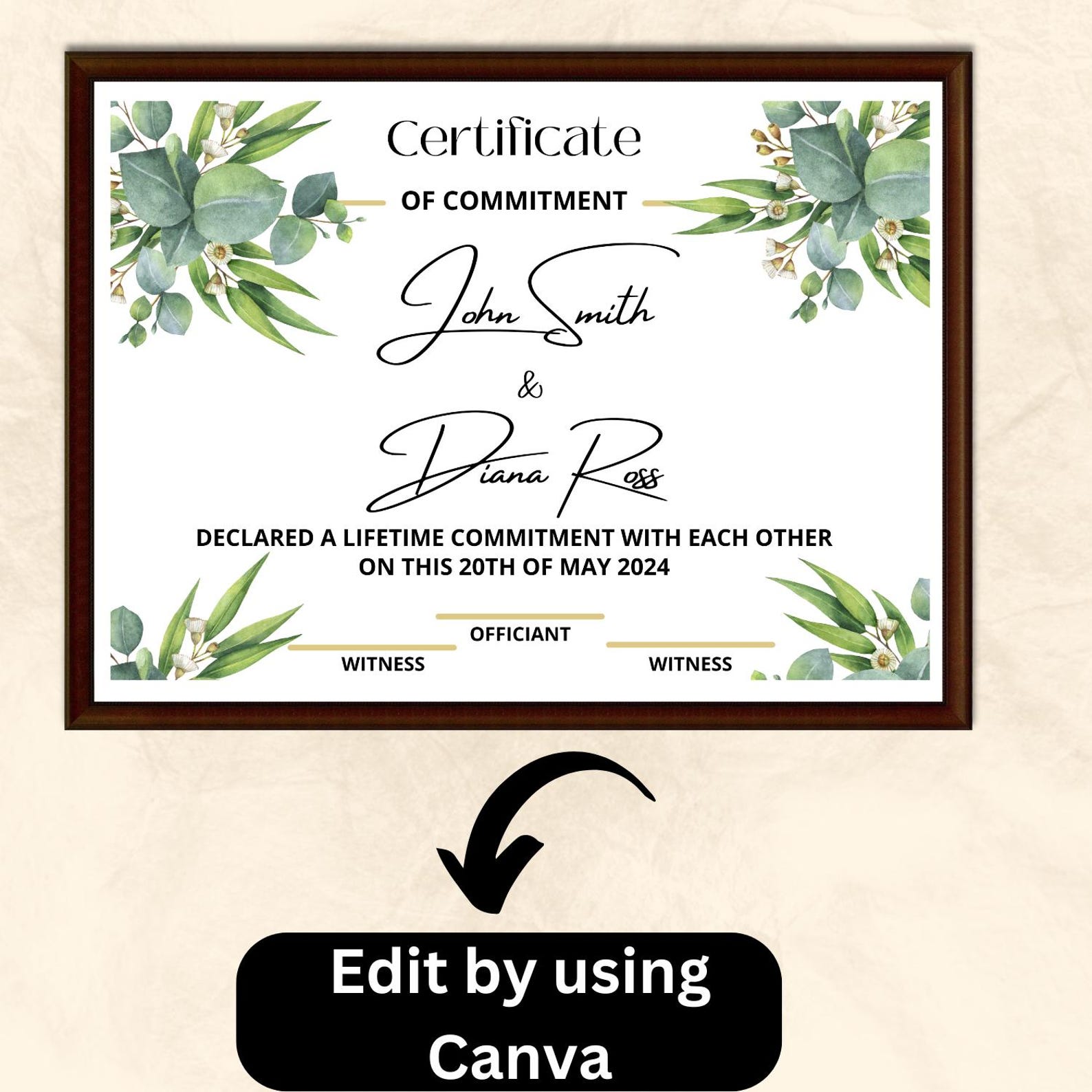 Editable Certificate of Commitment Template, Greenery Commitment ...
