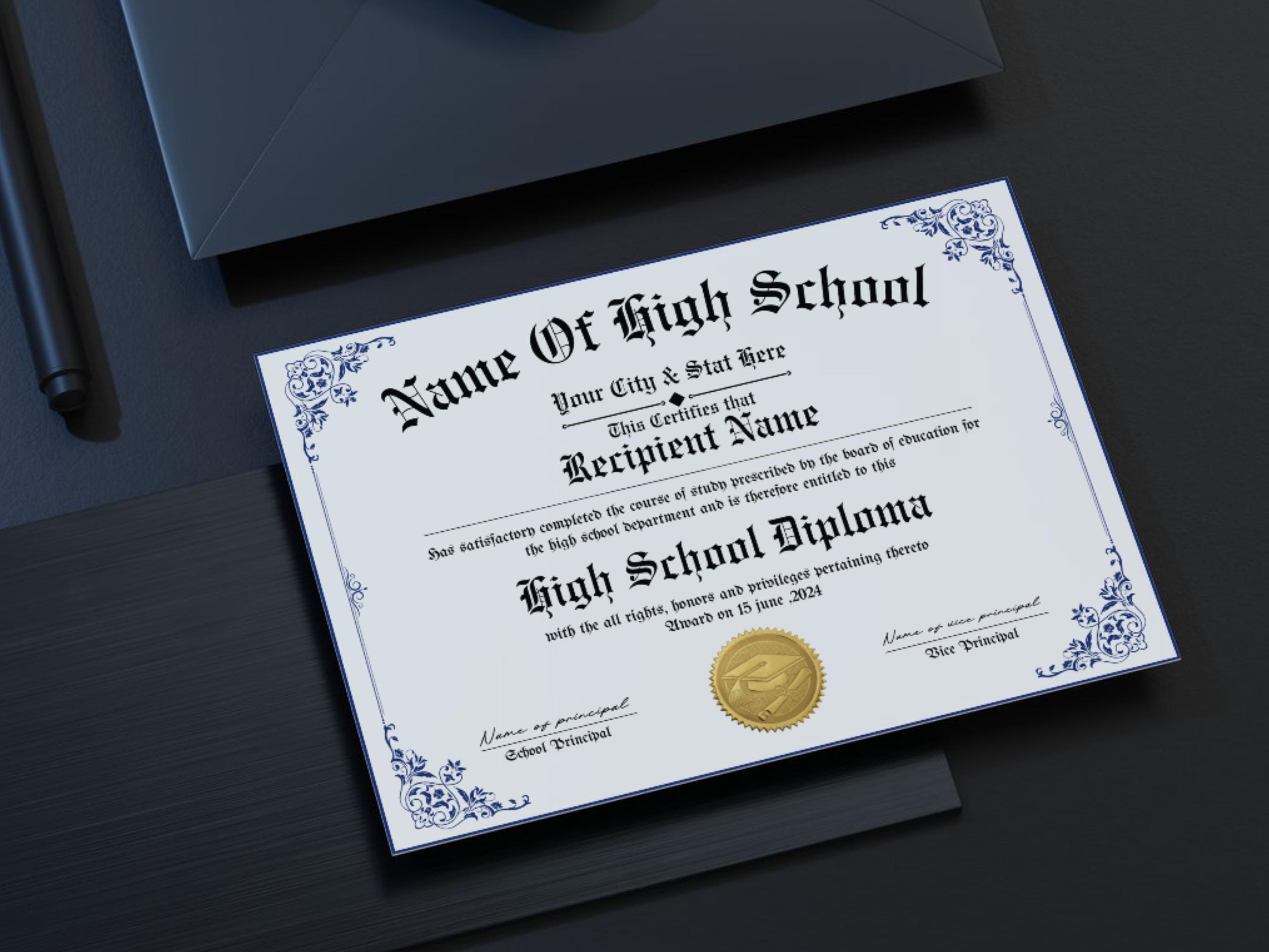 Printable High School Diploma Template, Homeschool Diploma Template ...