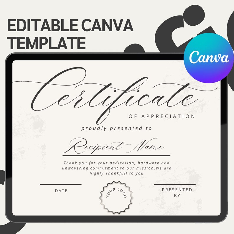 Editable Certificate of Appreciation Template, Graduation Certificate ...