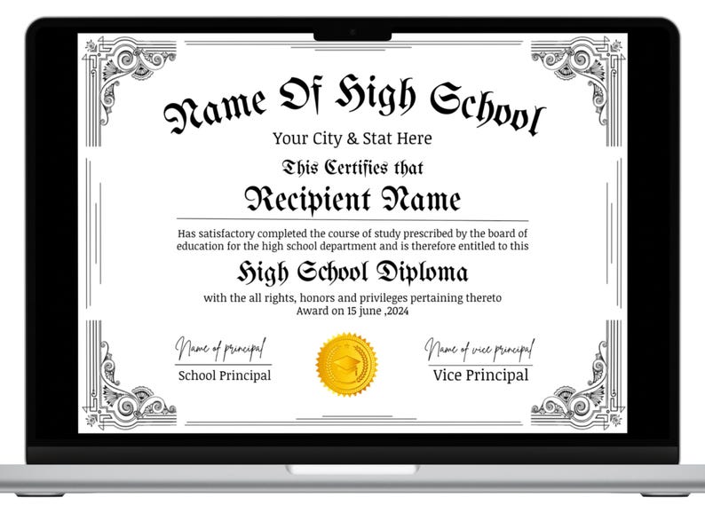 Printable High School Diploma Template, Homeschool Diploma Template ...
