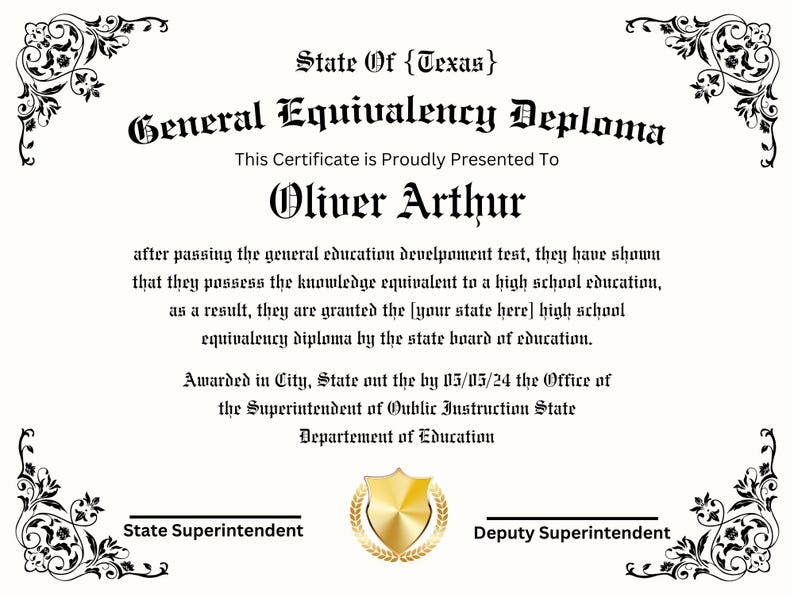 GED Diploma Certificate Template, Editable Diploma Replica Template ...