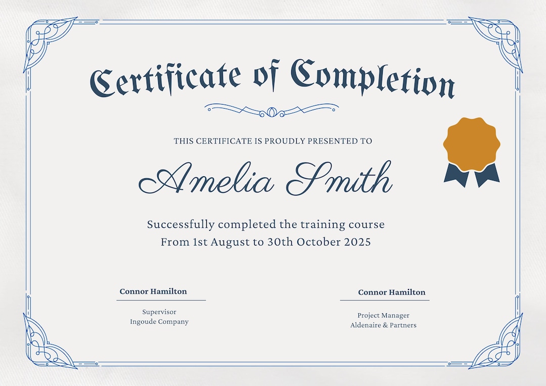 Certificate of Completion| Training Course Certificate| DIY Course ...