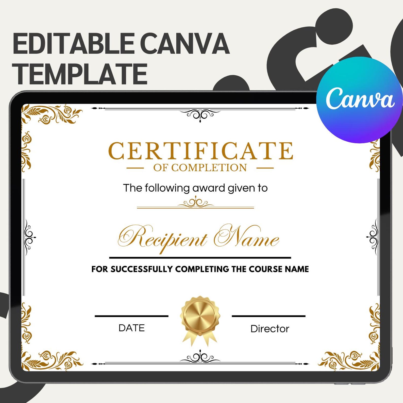 Editable Certificate of Completition Template, Graduation Certificate ...