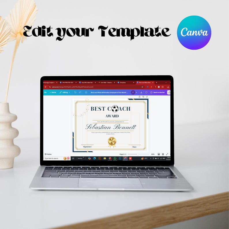 Editable Best Coach Certificate, Soccer Coach Certificate, Soccer Coach ...