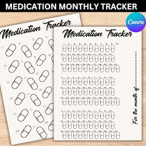 Medication Tracker Template, Medication Tracker, Health Tracker, Pill ...