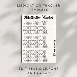 Medication Tracker Template, Medication Tracker, Health Tracker, Pill ...