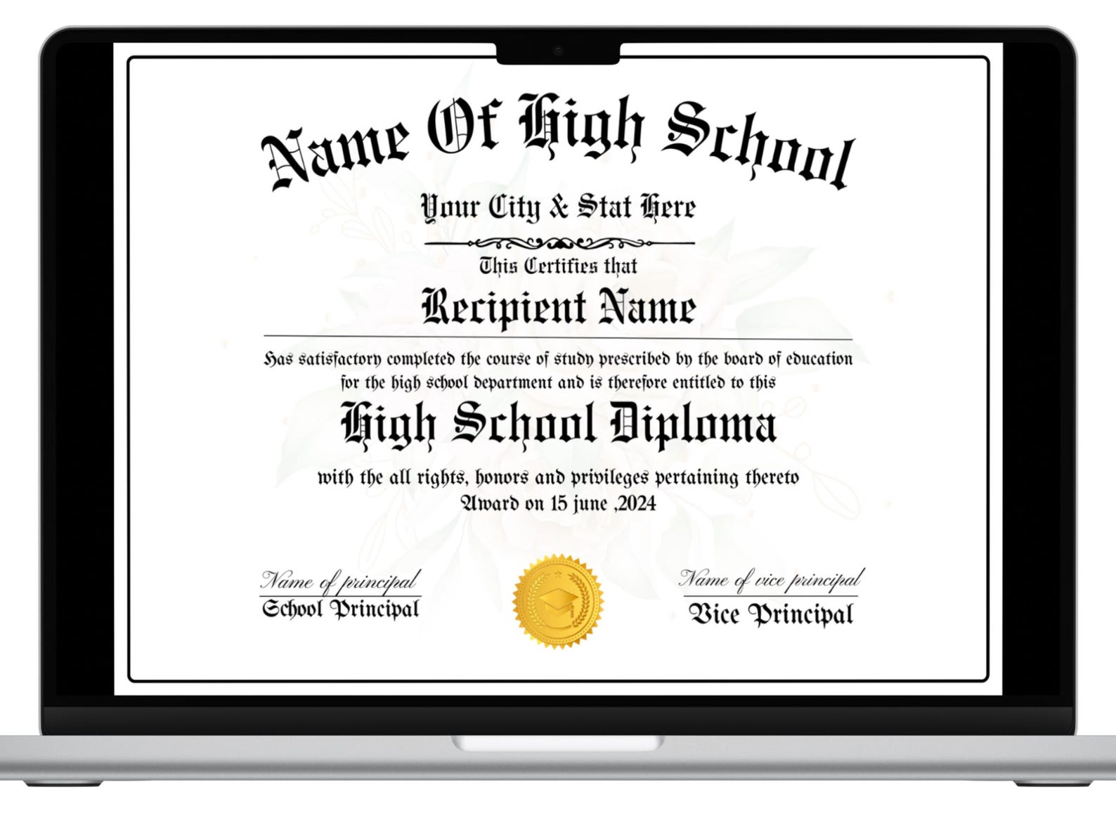 Printable/editable High School Diploma Template, Homeschool Diploma ...