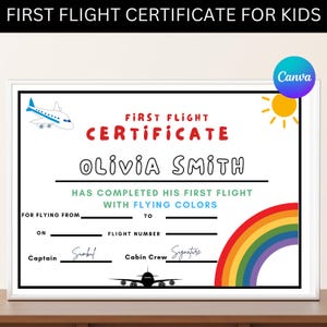 First Flight Certificate for Kids, Certificate Template, Surprise Gift ...