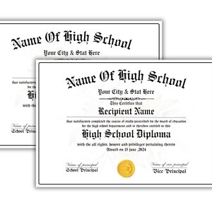 Printable/editable High School Diploma Template, Homeschool Diploma ...