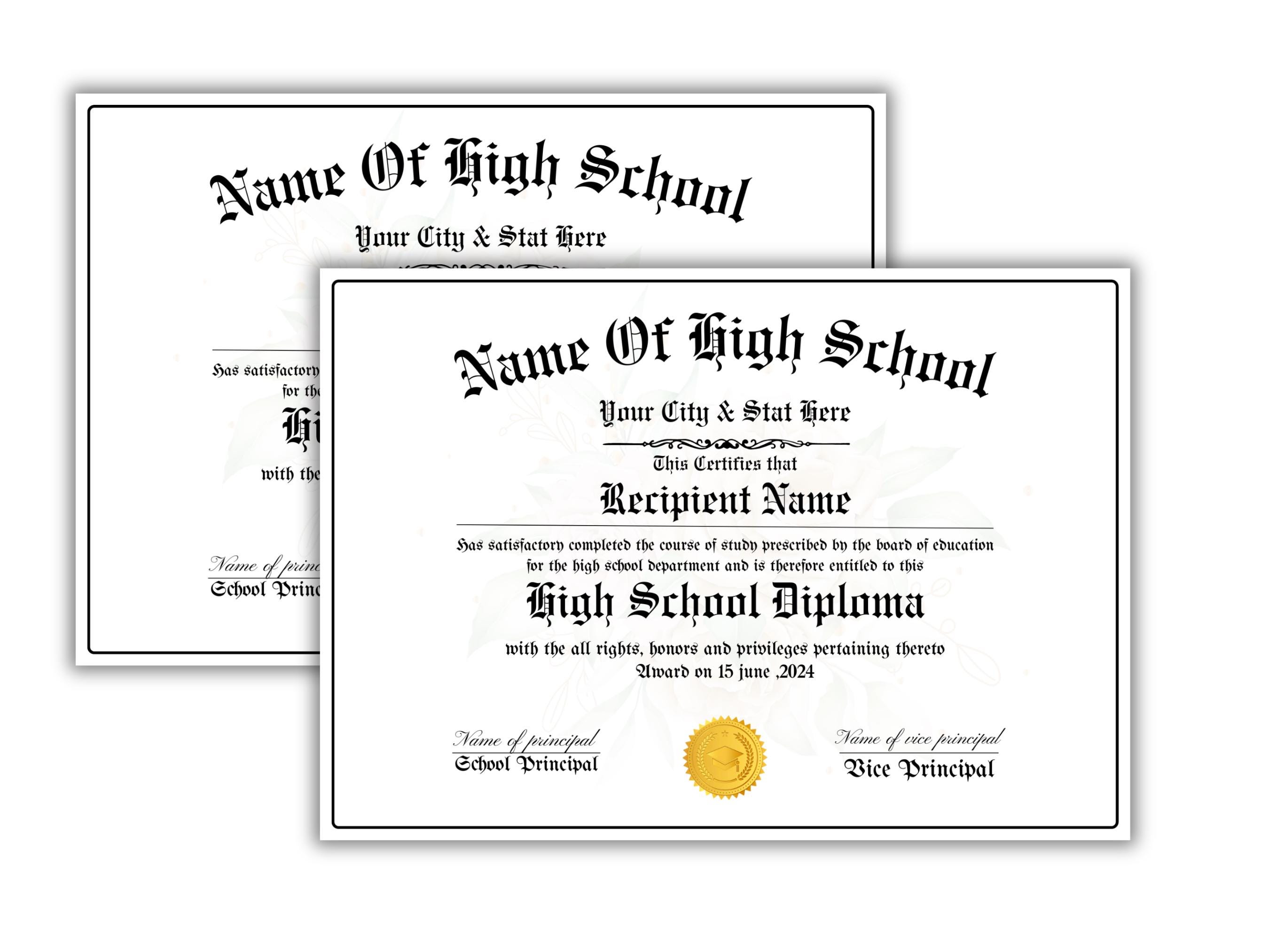 Printable/editable High School Diploma Template, Homeschool Diploma ...
