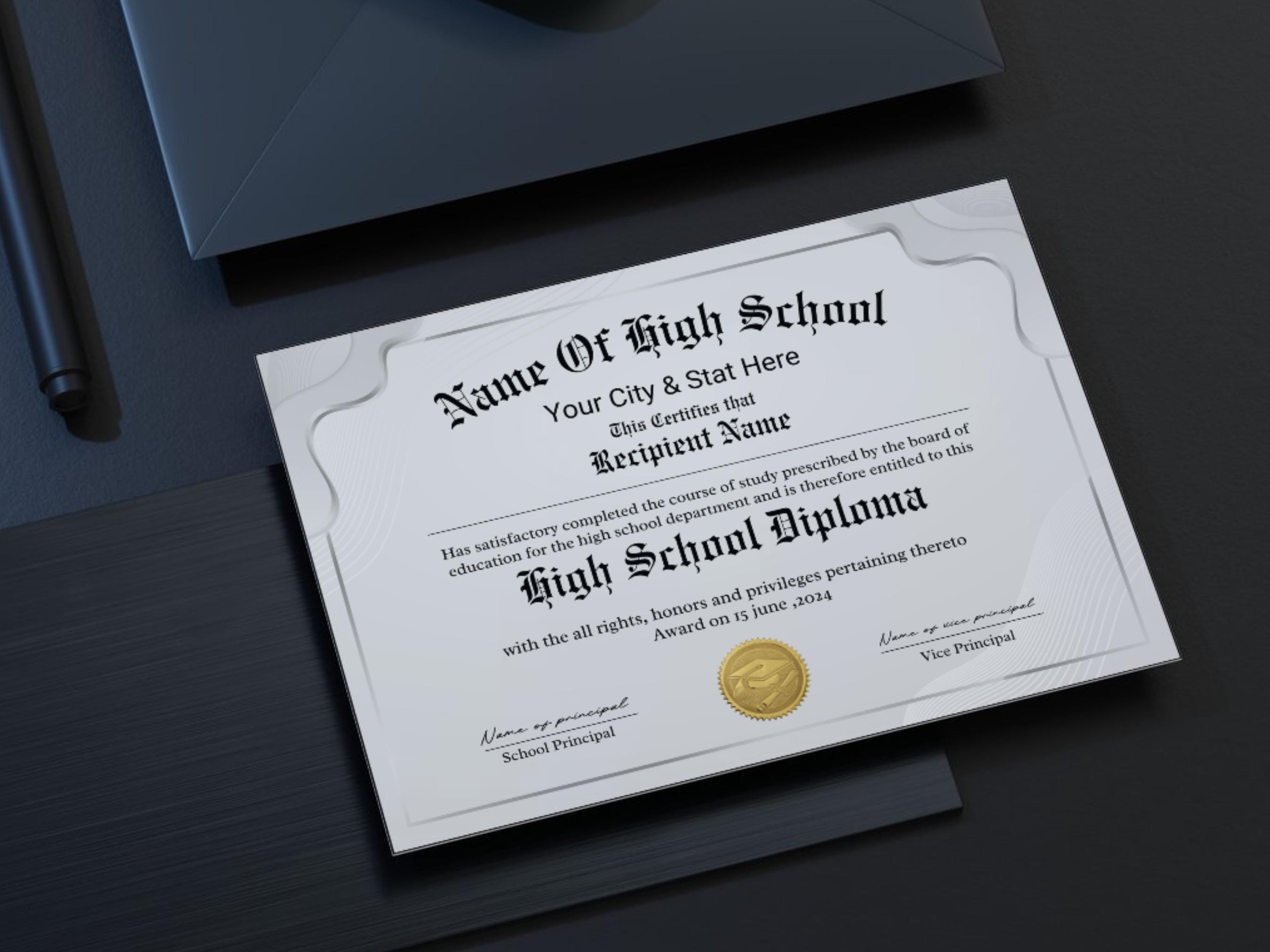 Printable High School Diploma Template, Homeschool Diploma Template ...