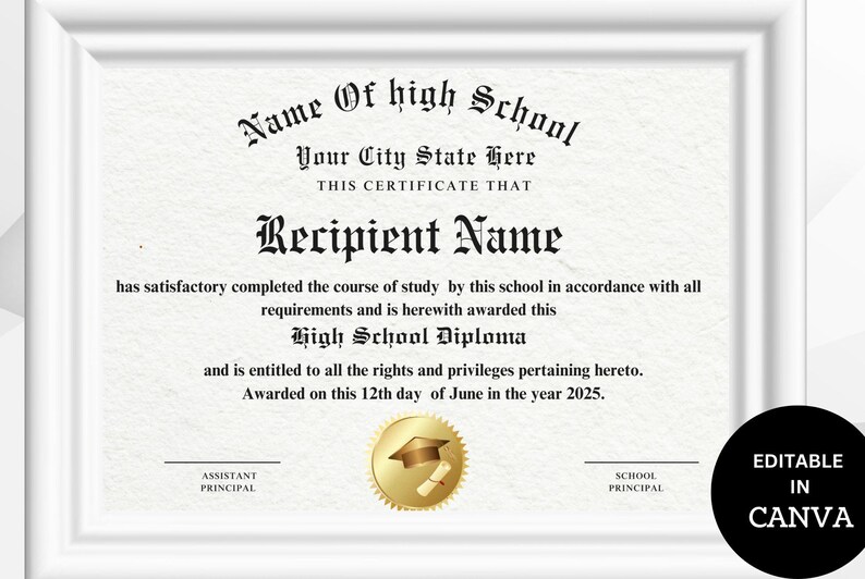 Editable High School Diploma Template, High School Diploma, Home School ...