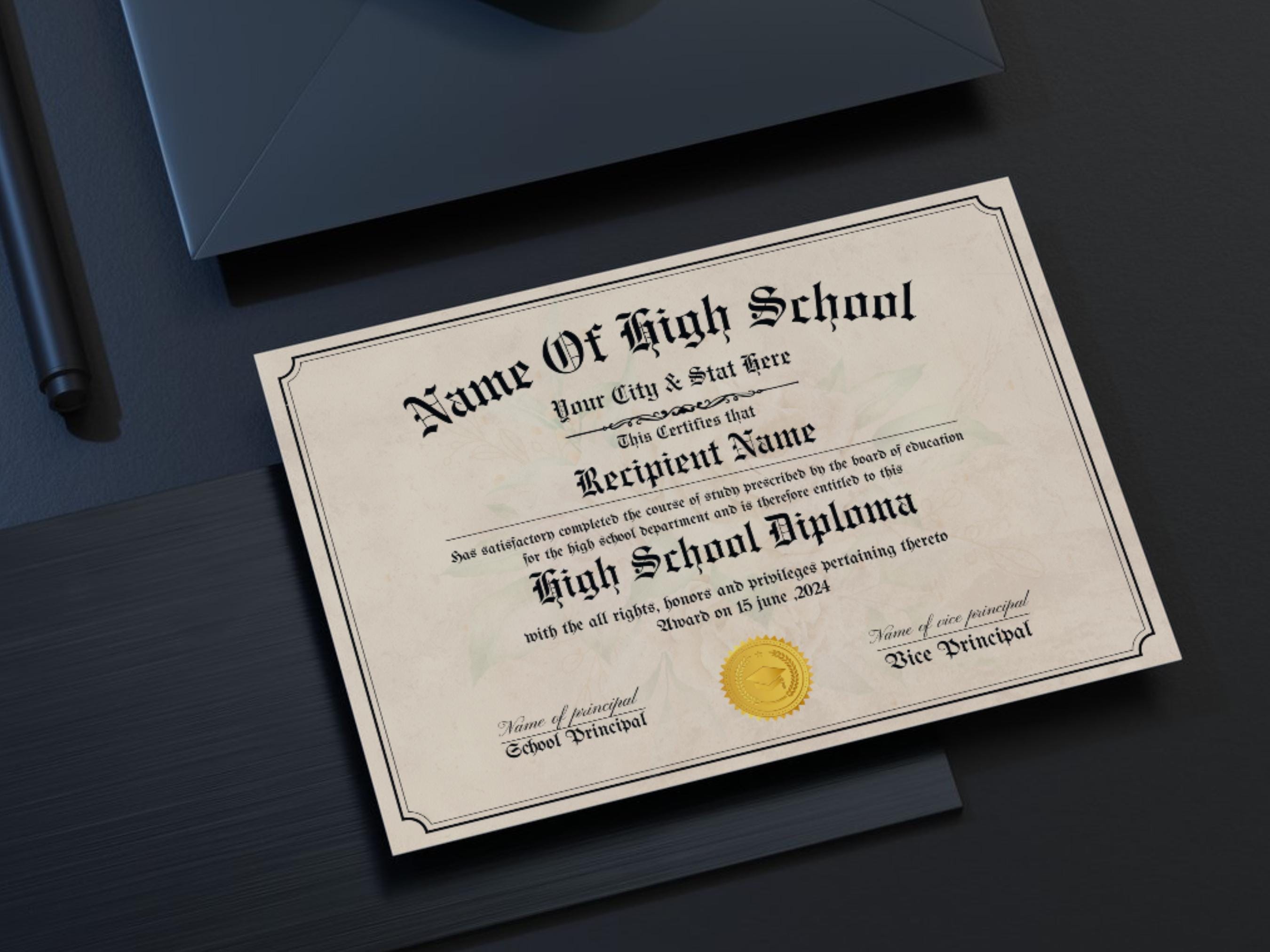 Editable High School Diploma Template, Homeschool Diploma Template,high ...