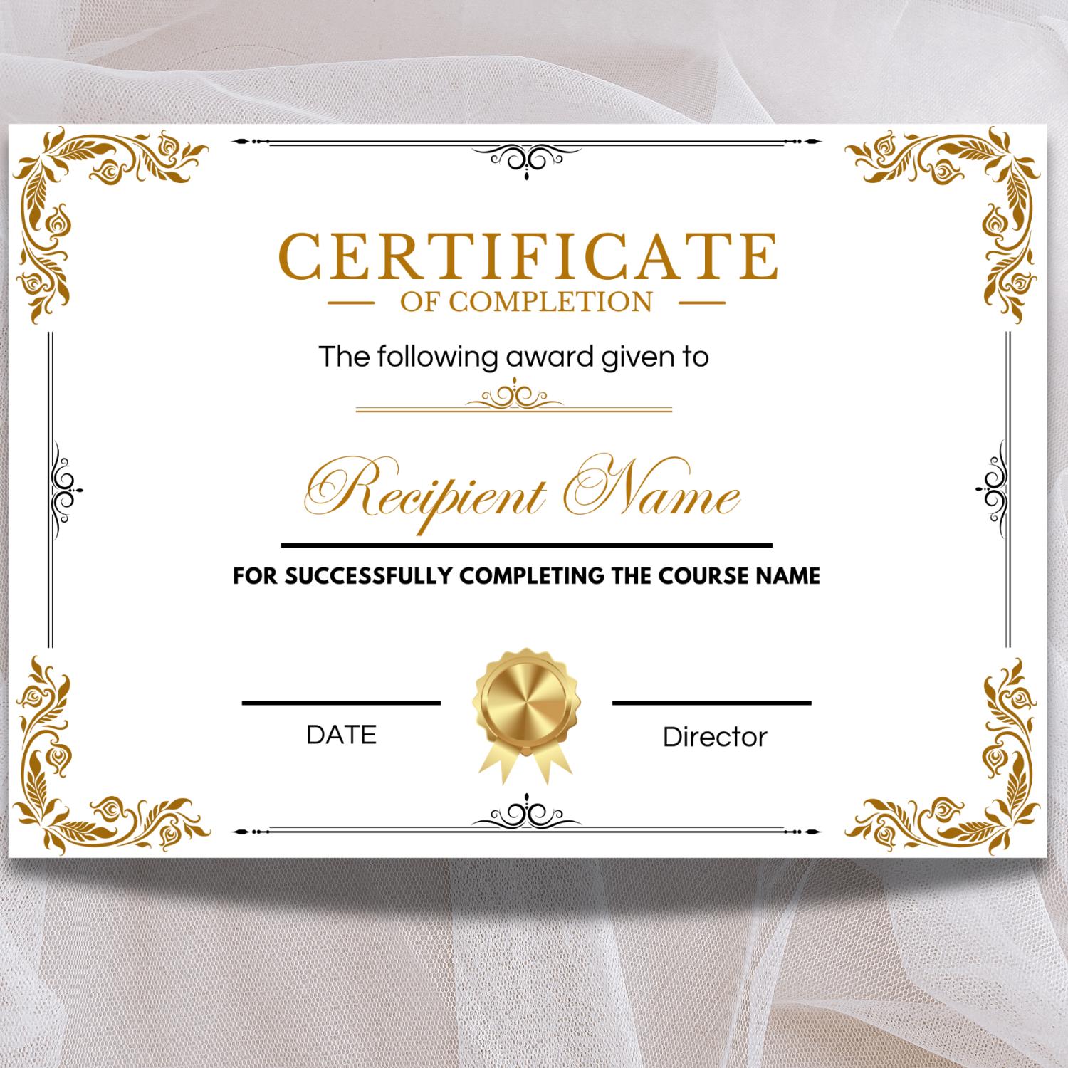 Editable Certificate of Completition Template, Graduation Certificate ...