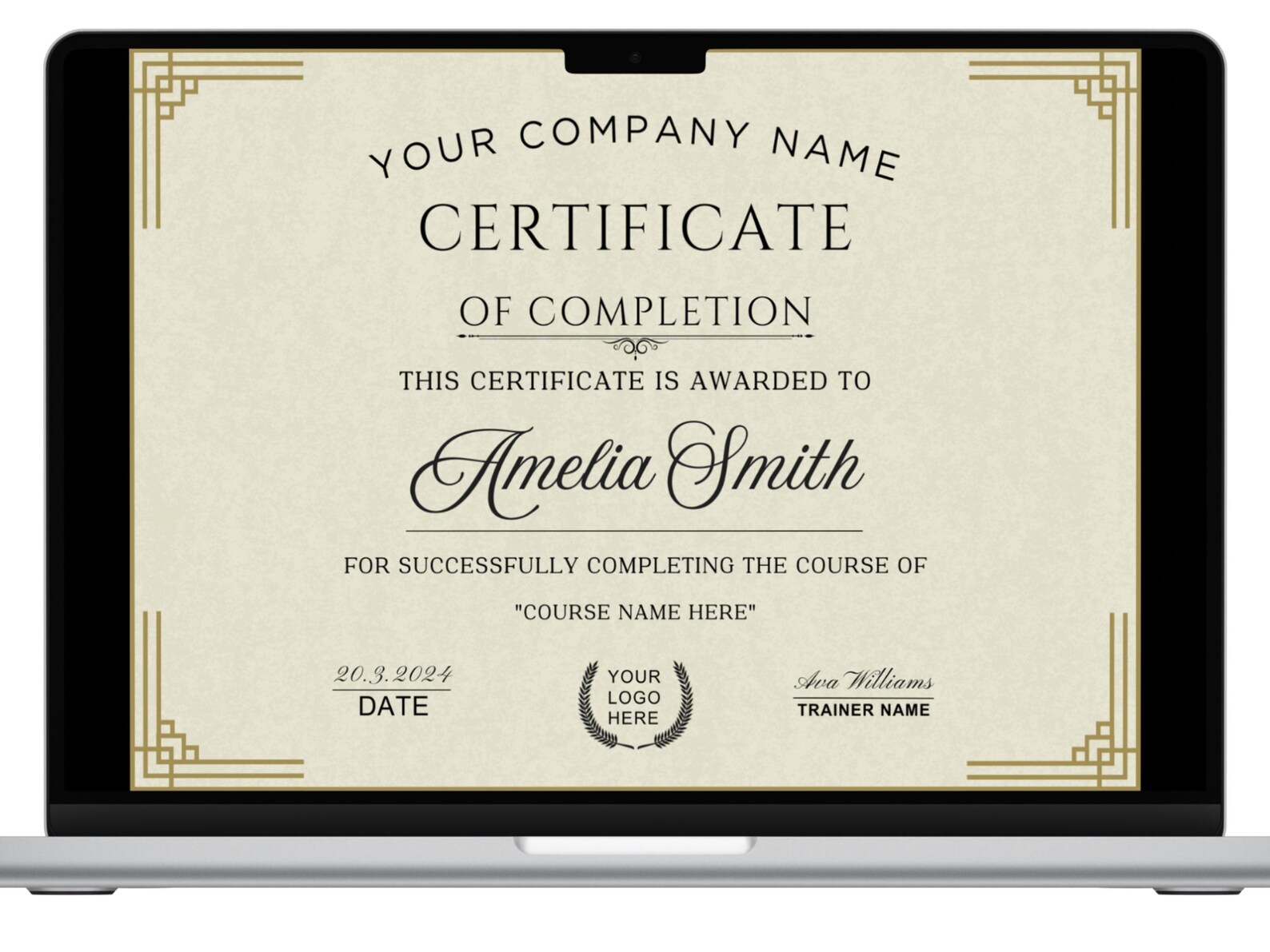 Editable Certificate of Completion, Printable Course Certificate of ...