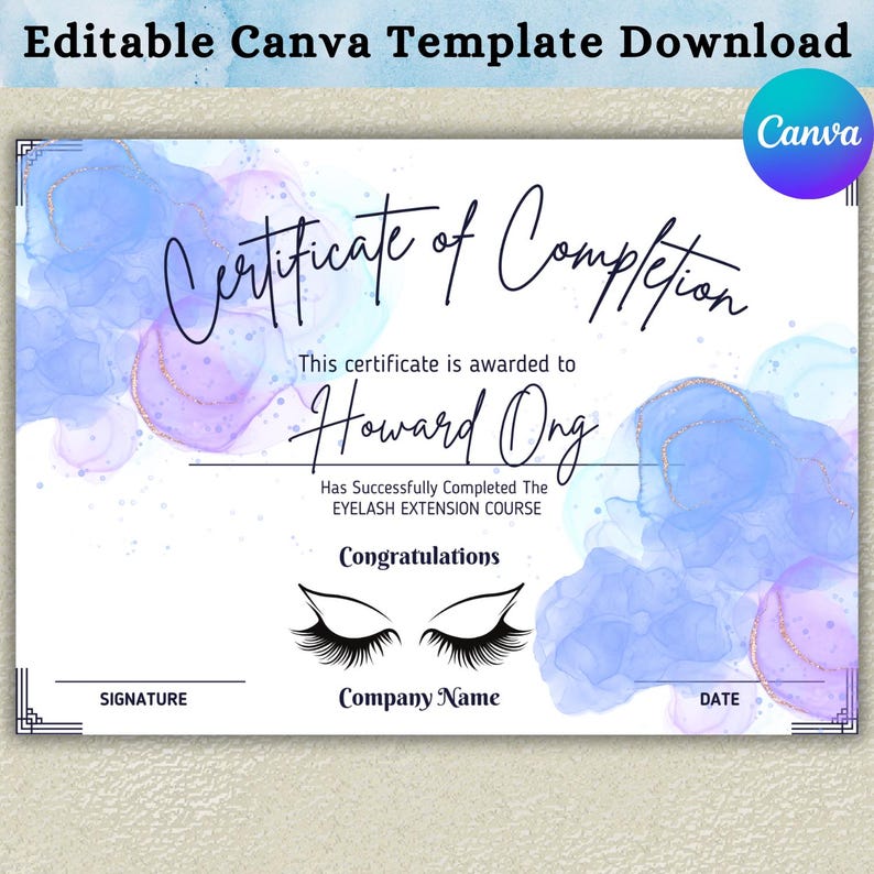 Editable Certificate of Completion, Training Certificate Template ...