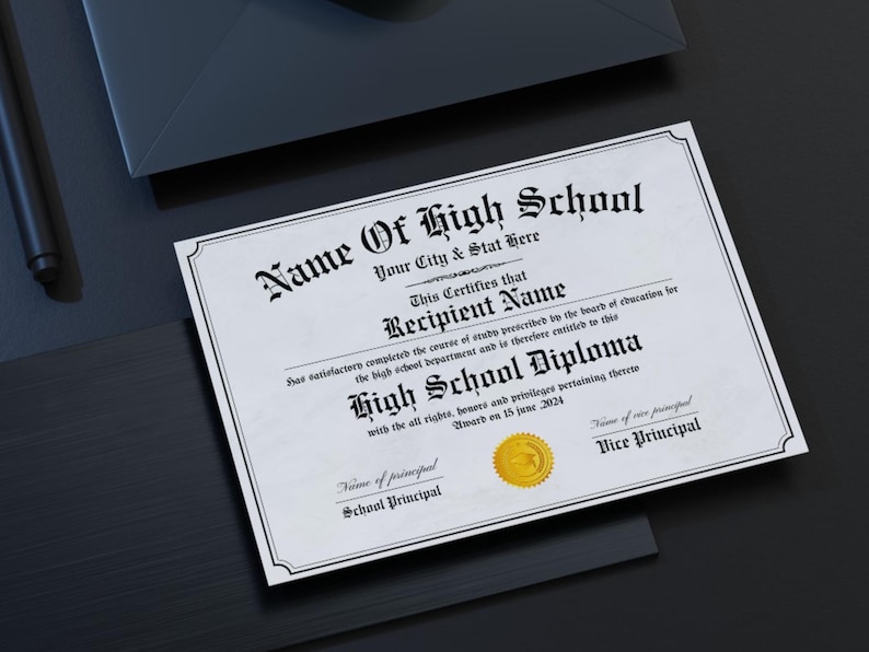 Printable High School Diploma Template, Graduation Diploma, School ...
