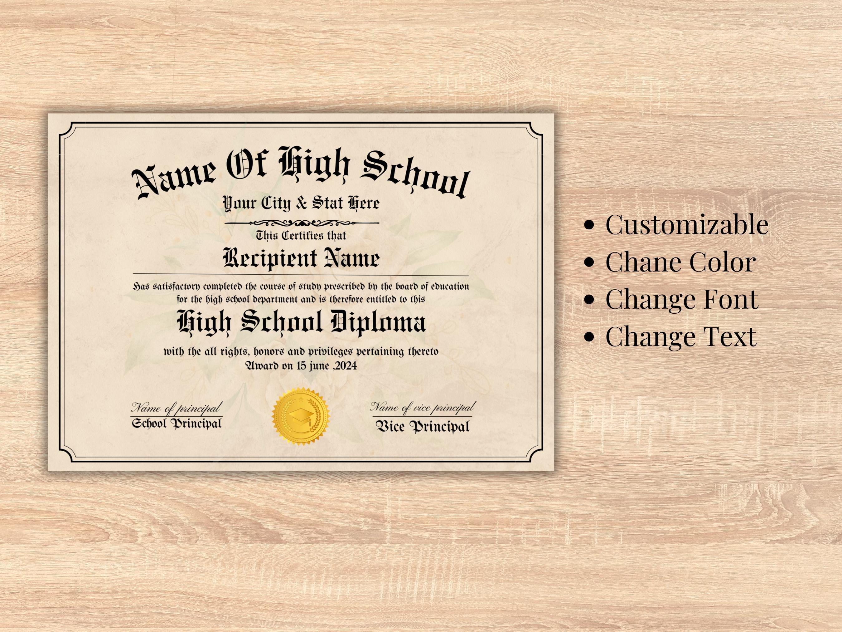Editable High School Diploma Template, Homeschool Diploma Template,high ...