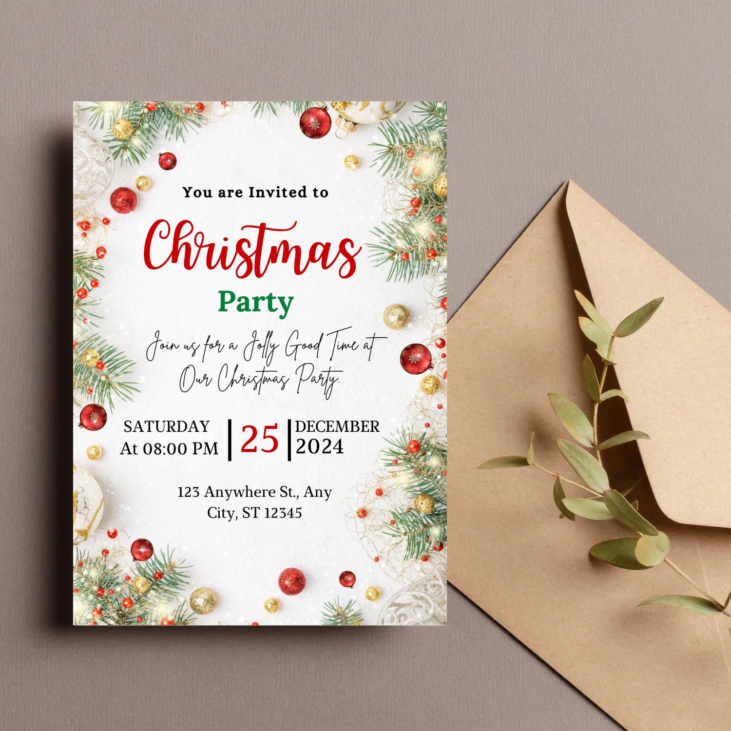 Editable Christmas Party Invitation, Modern Invitation Template,digital ...
