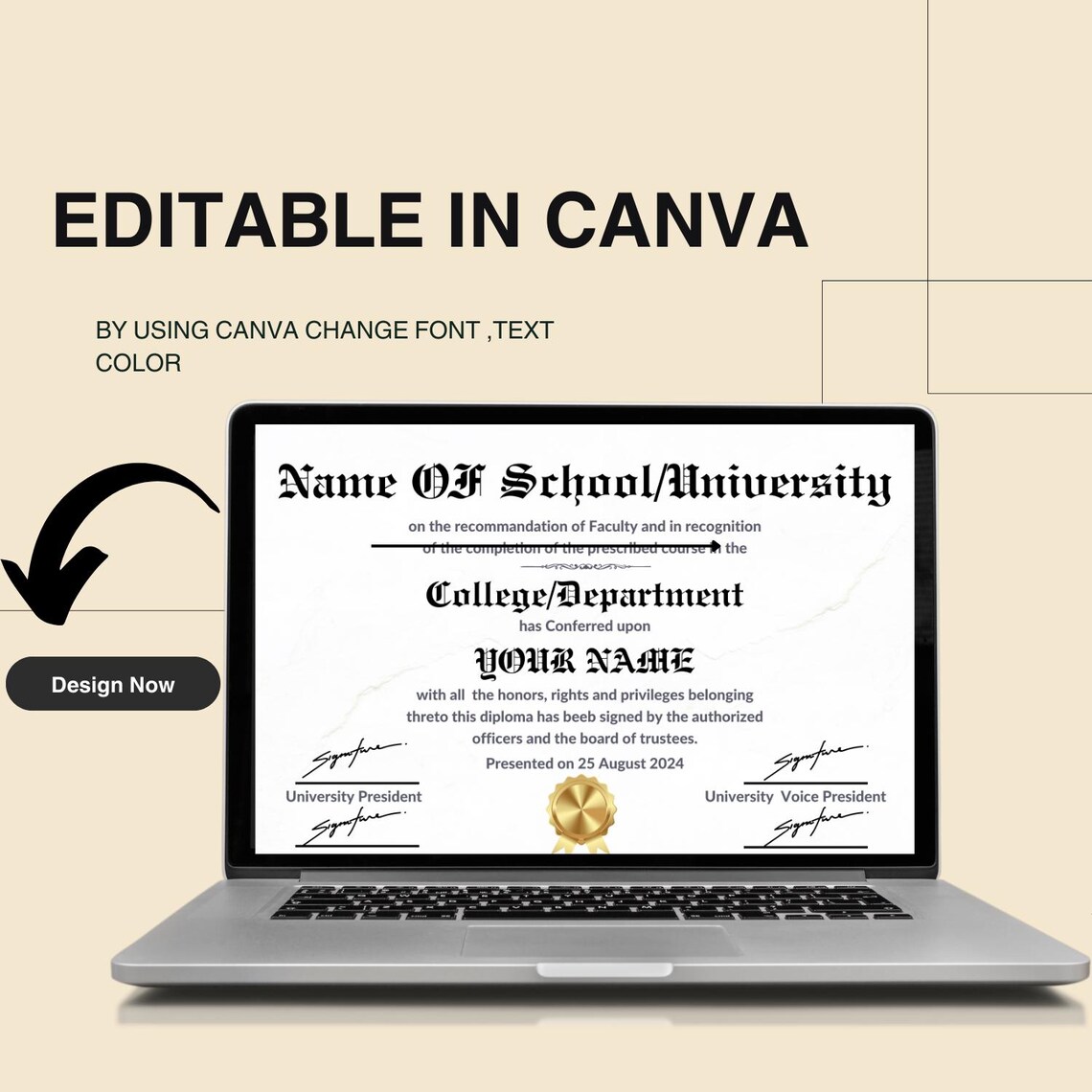 Editable University / High School Diploma Template, College Degree ...